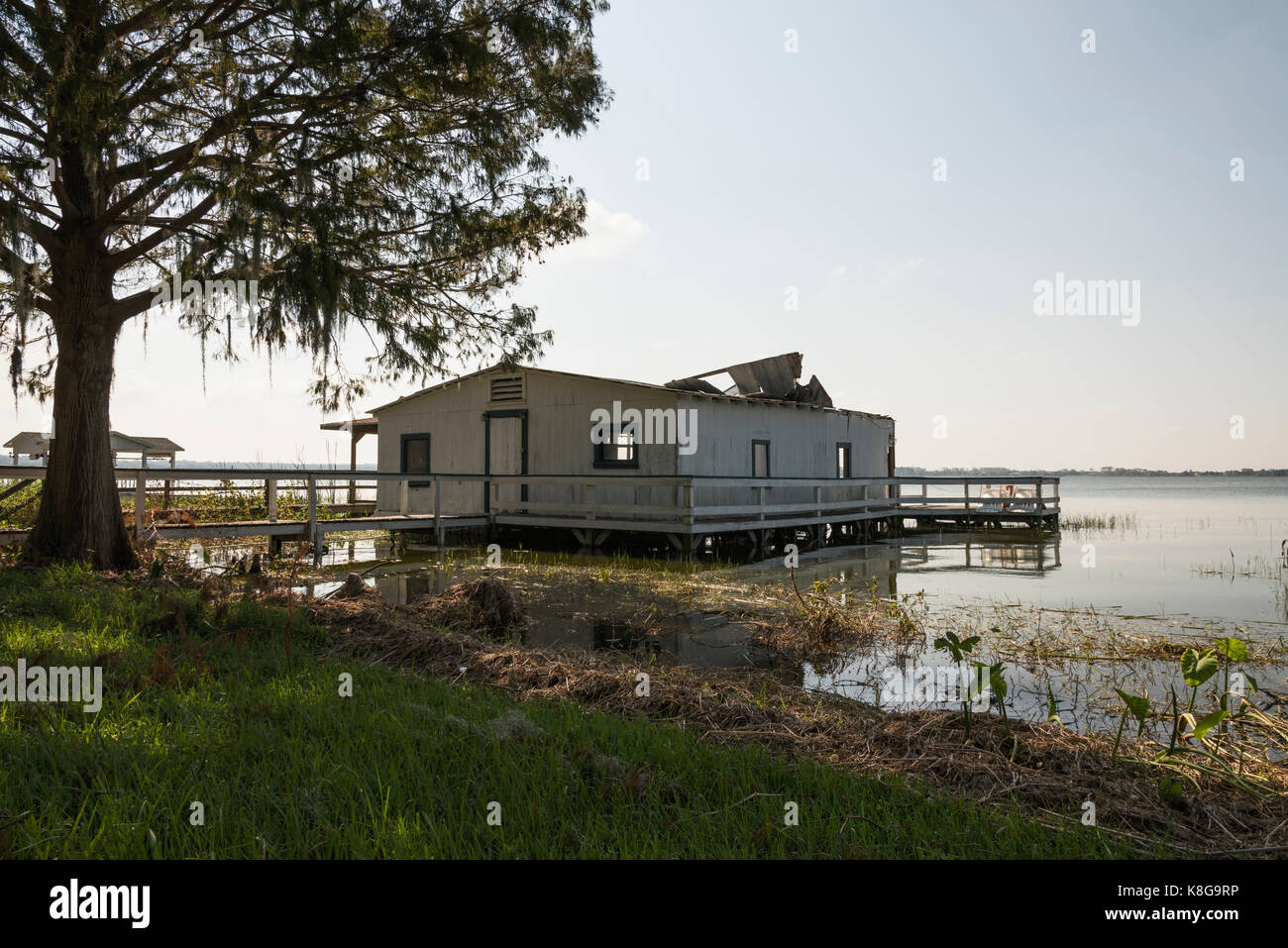 Boathouse roof damage after Hurricane Irma passed through Central ...