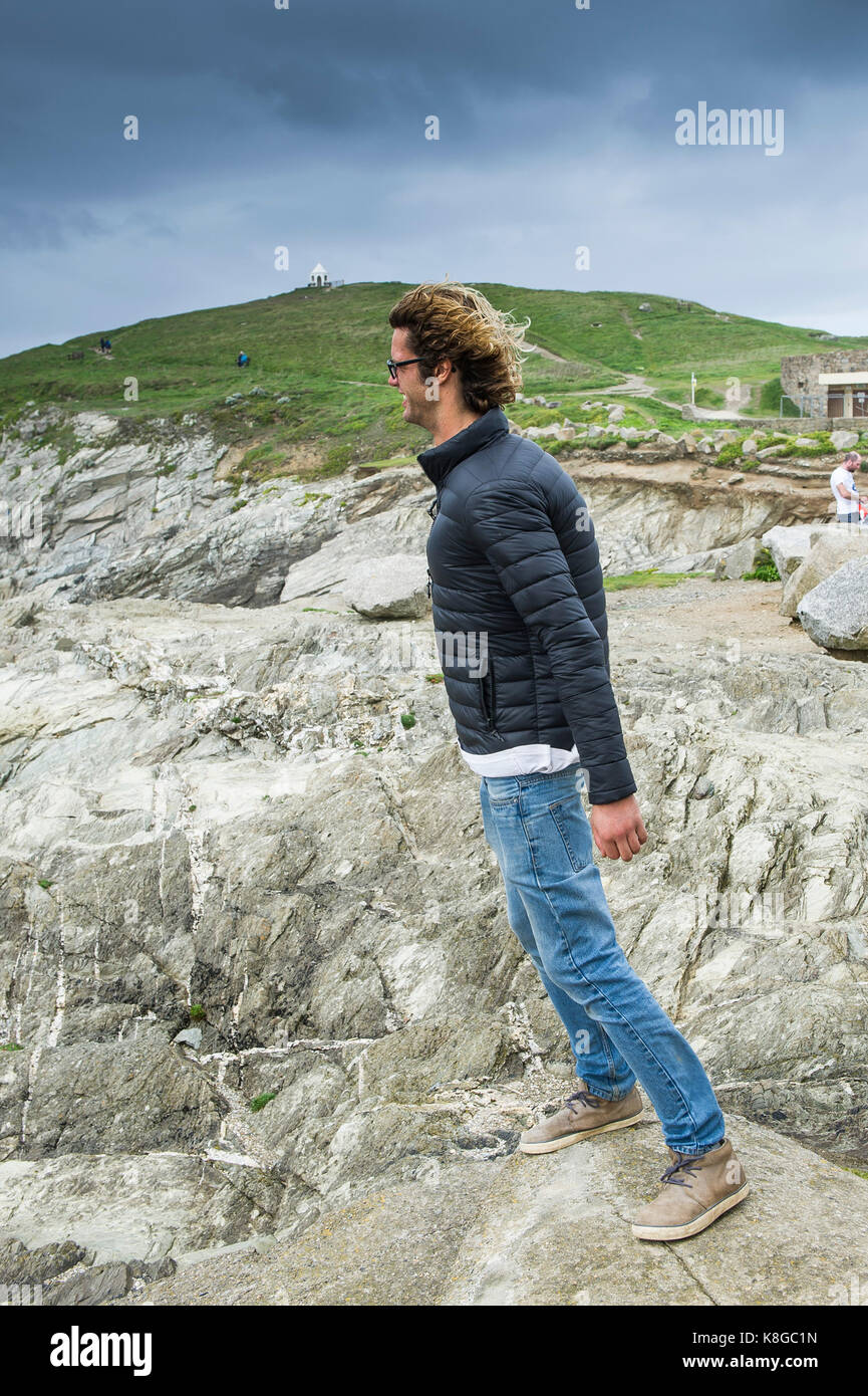 Leaning into strong wind hi-res stock photography and images - Alamy