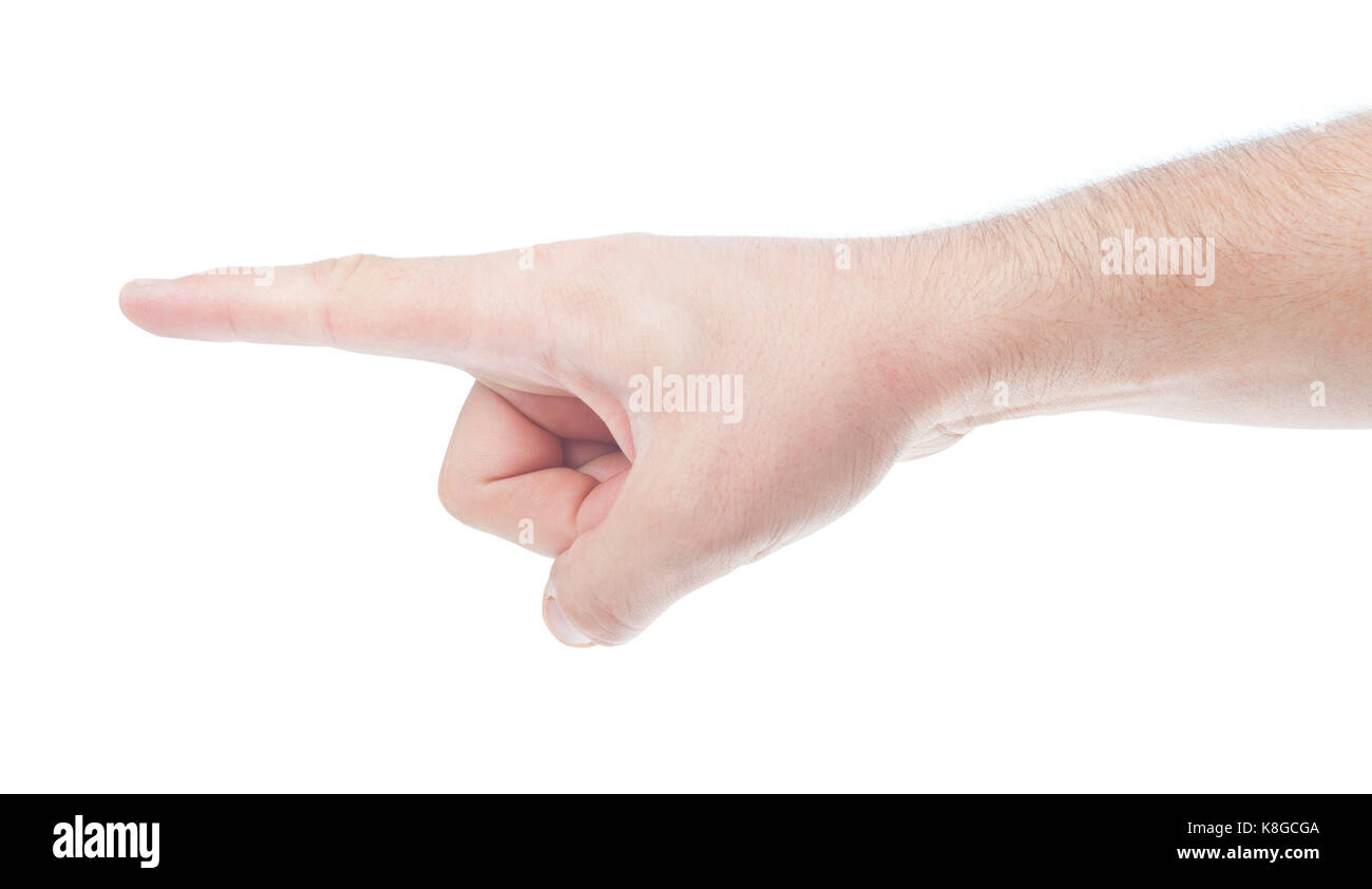 male hand pointing or showing with finger isolated Stock Photo - Alamy