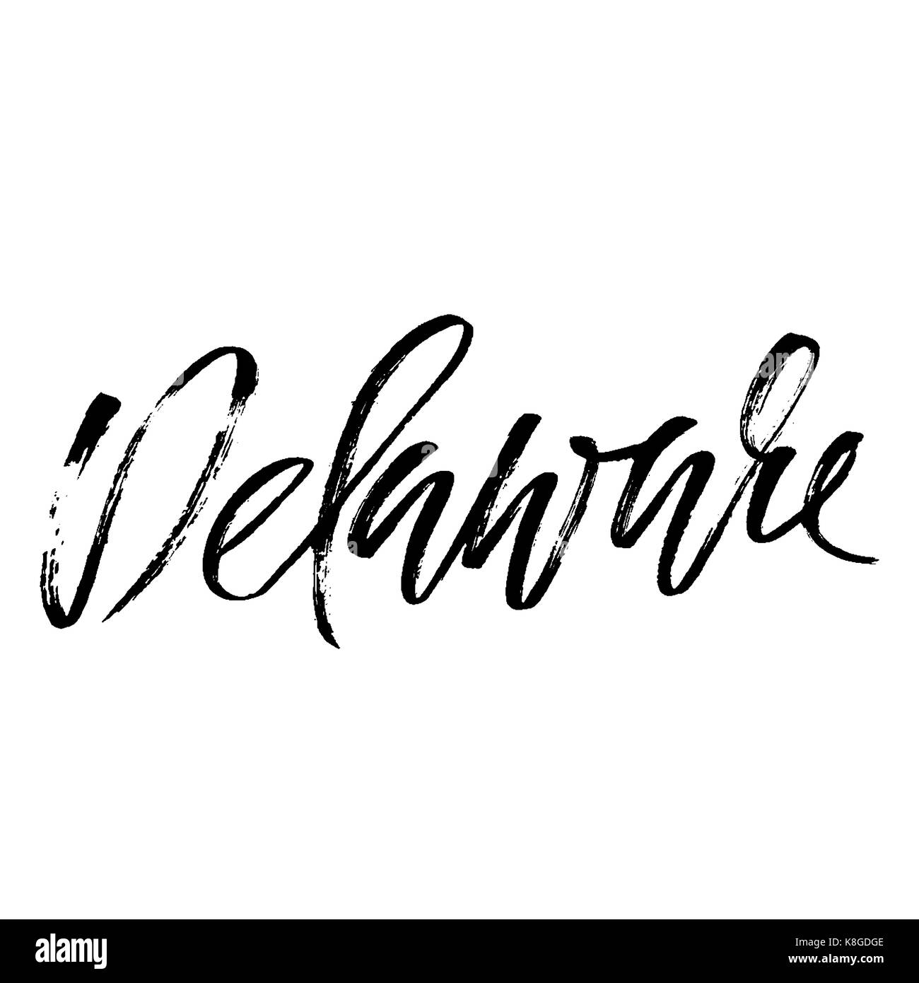 Delaware Modern Dry Brush Lettering Retro Typography Print Vector