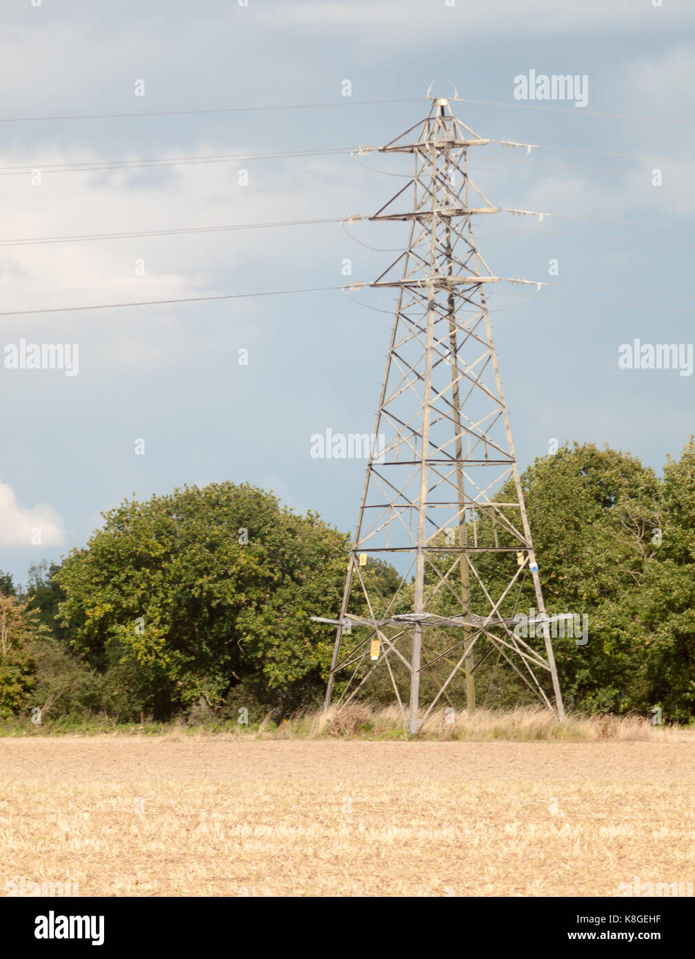 close up of electrical pylon in field outside Stock Photo - Alamy