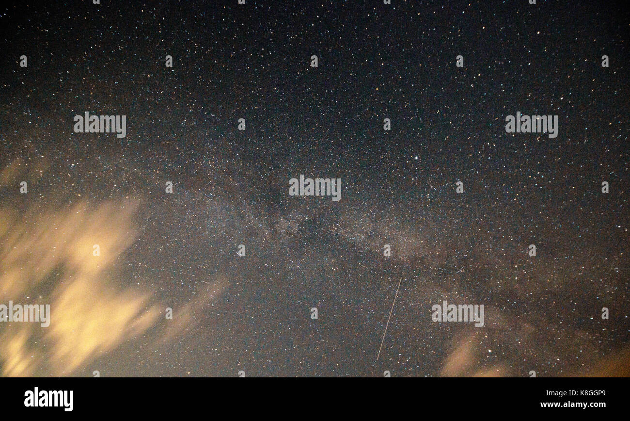 Wide angle view of the milky way galaxy from Holland with some clouds ...