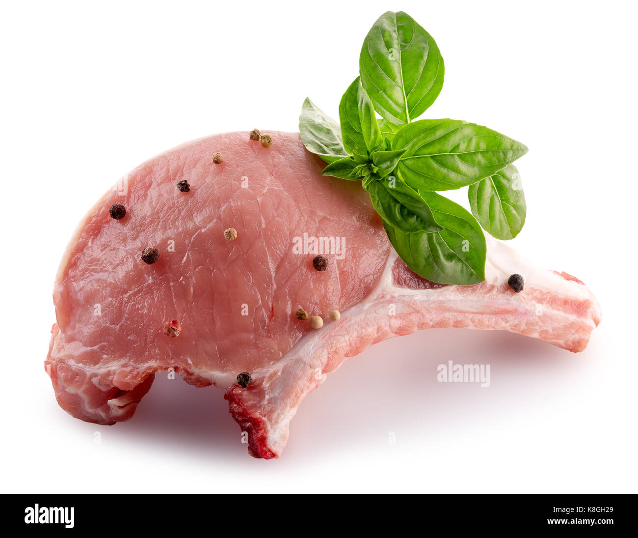 fresh meat steak with bone isolated on a white background Stock Photo ...