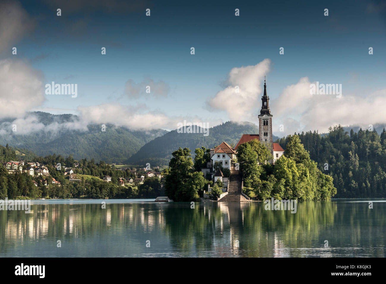 View of church on Bled Island, Lake Bled, Slovenia Stock Photo - Alamy