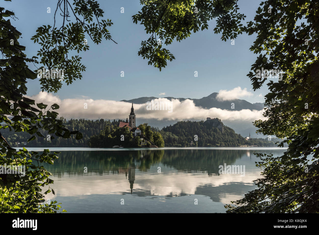 View of church on Bled Island, Lake Bled, Slovenia Stock Photo - Alamy