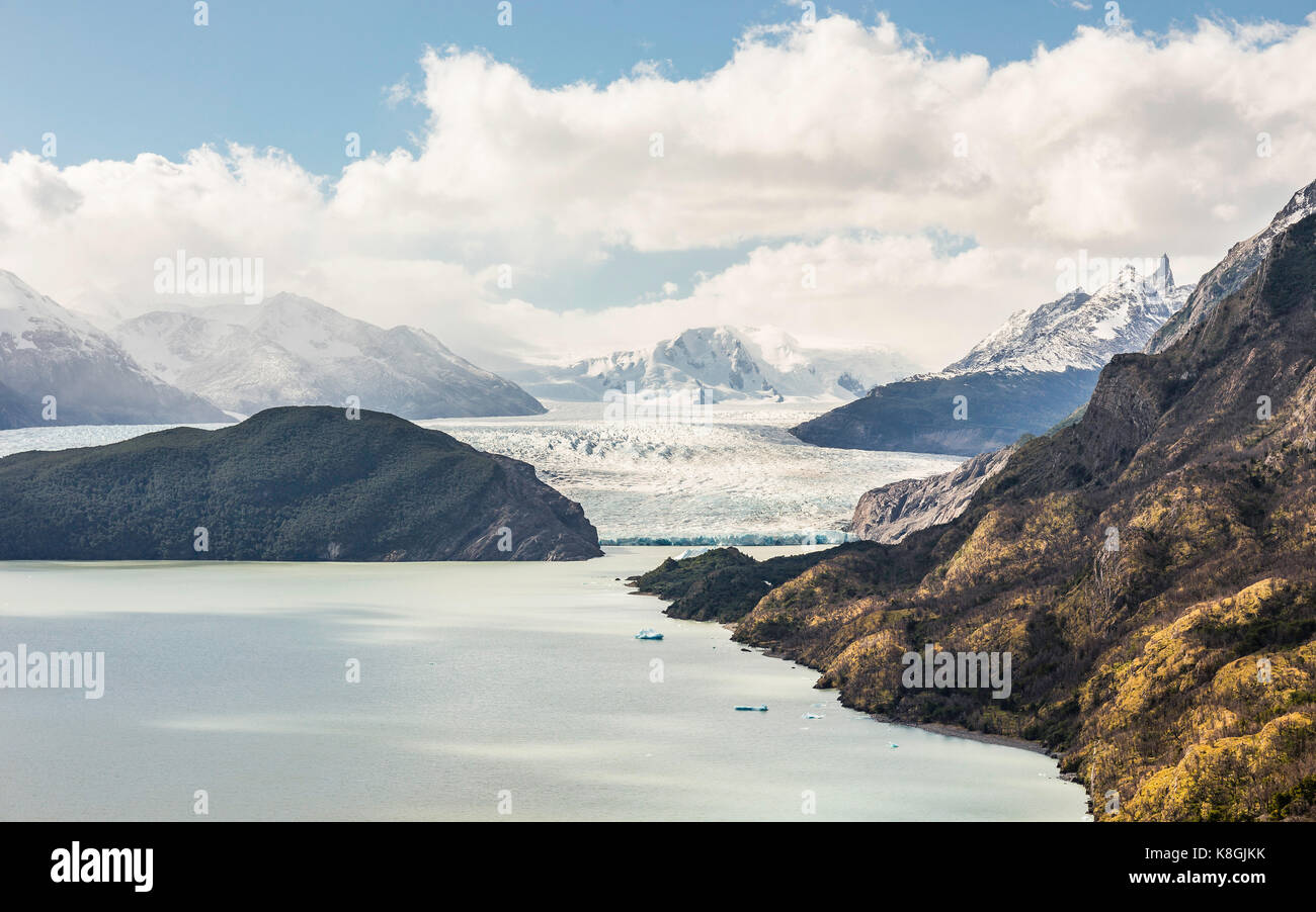 View of Grey glacier lake and Grey glacier, Torres del Paine National ...