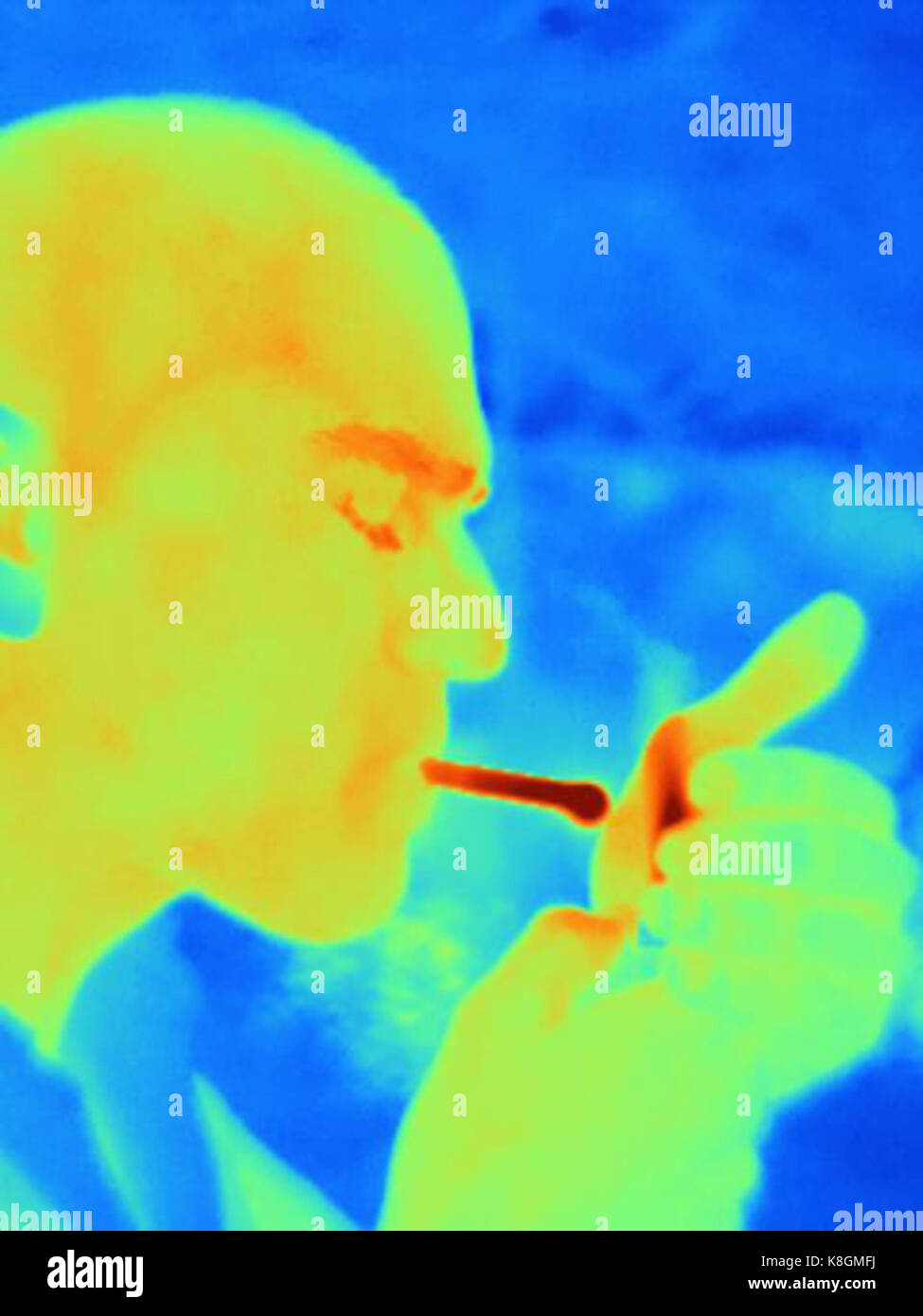 Thermal image of man smoking Stock Photo - Alamy