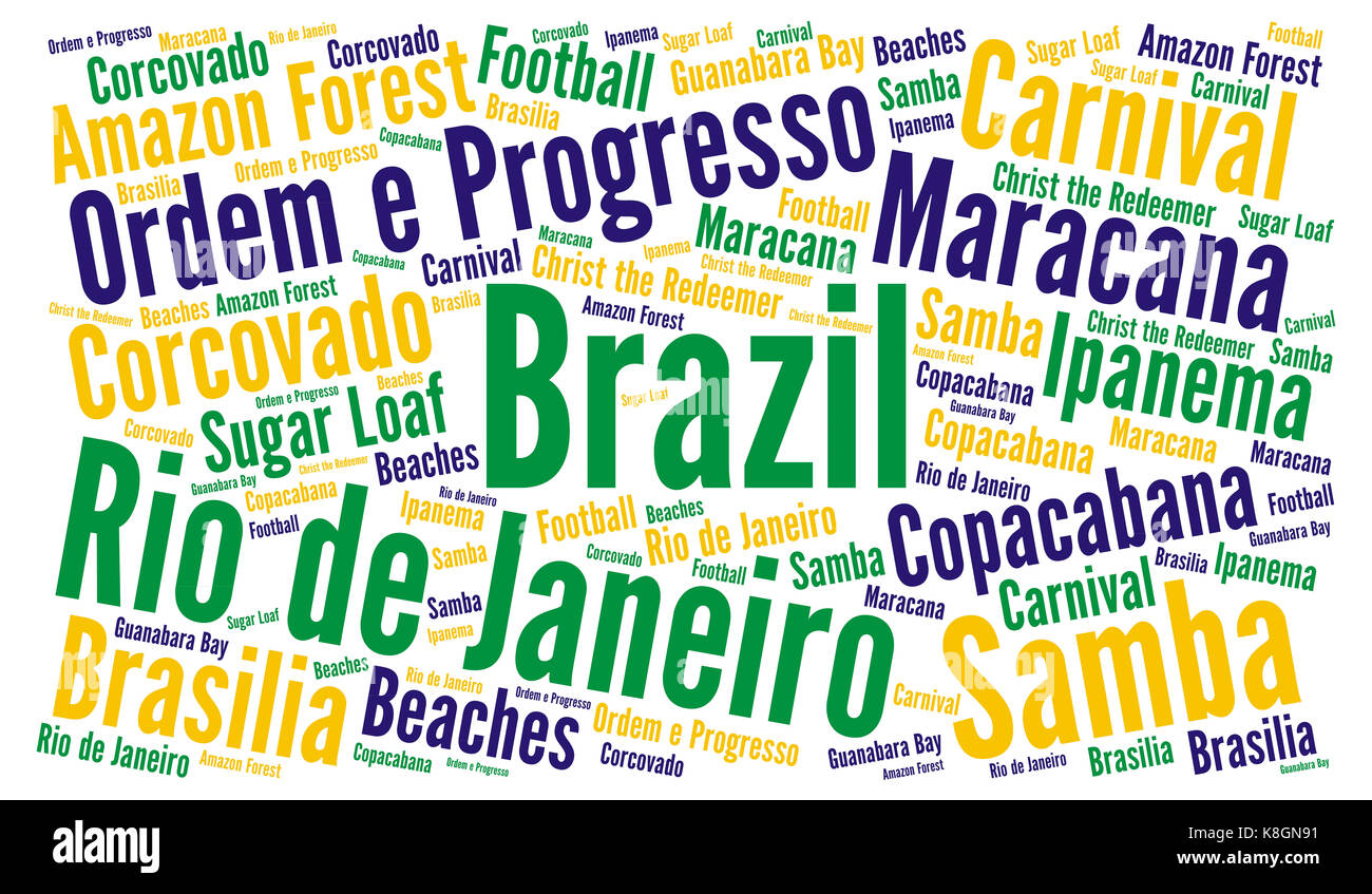 Brazil word cloud illustration Stock Photo - Alamy