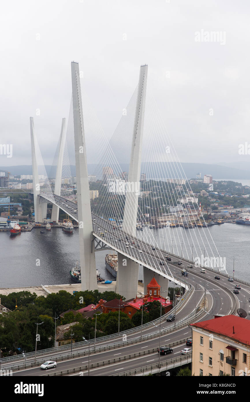 Image of sea bay with buildings, bridge Stock Photo - Alamy