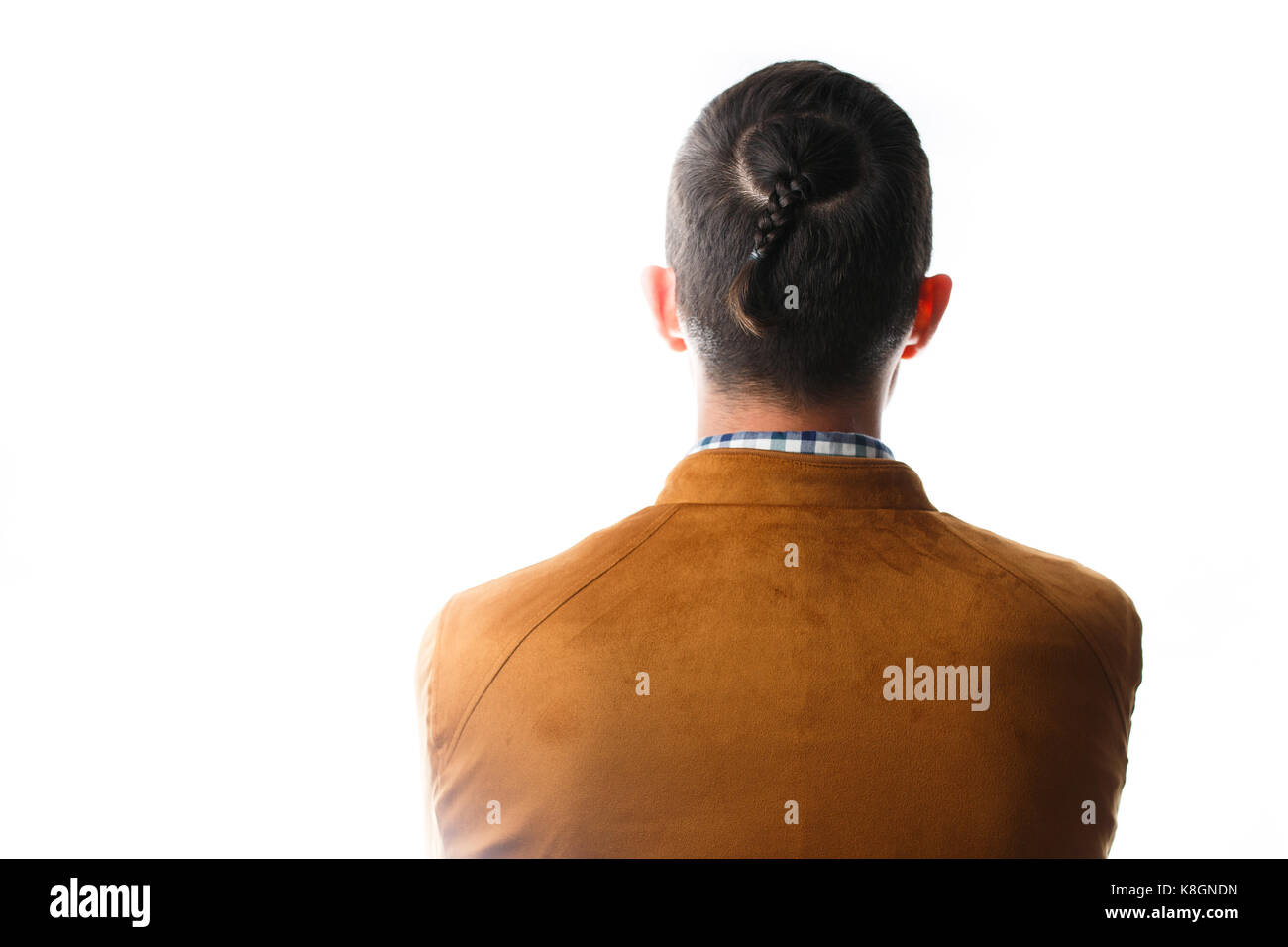 Photo from t back of man with pigtail on head Stock Photo - Alamy