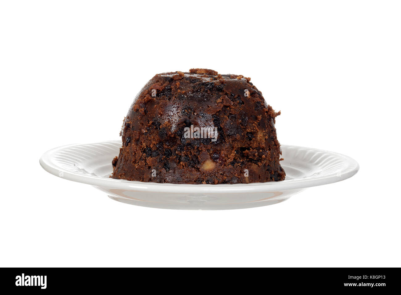 isolated christmas pudding on a plate Stock Photo - Alamy