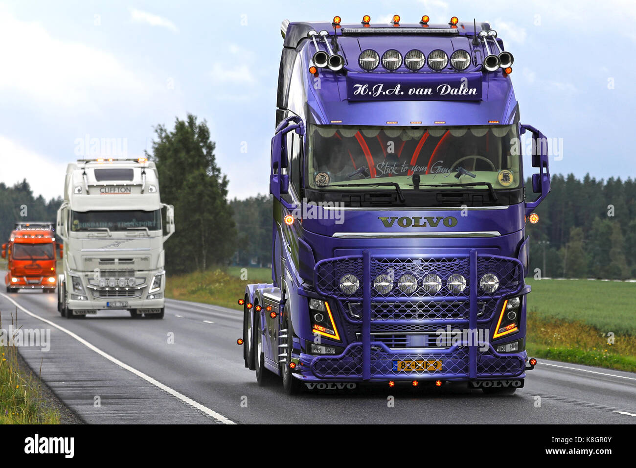 LUOPAJARVI, FINLAND - AUGUST 10, 2017: Beautifully customized Volvo FH ...