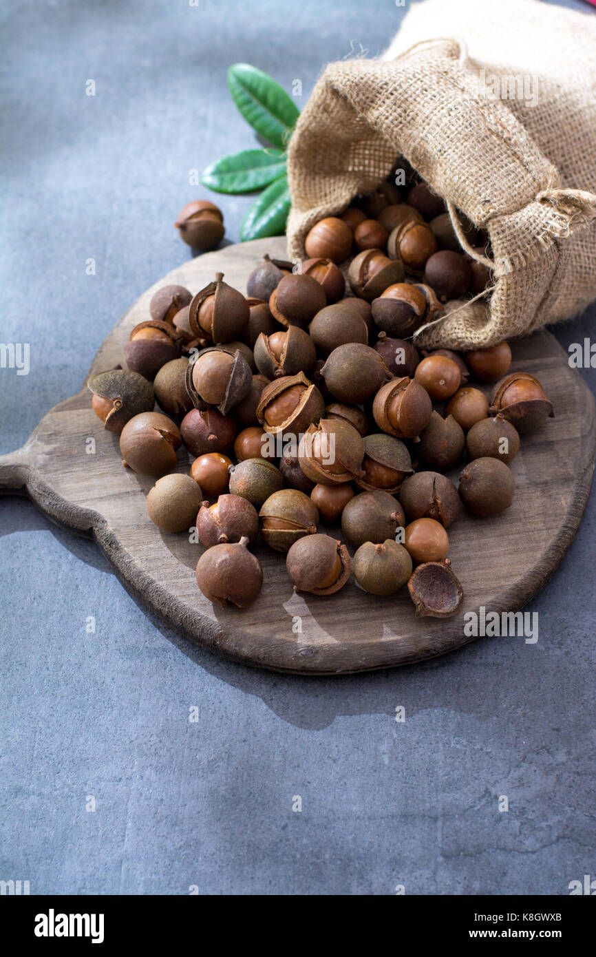 Australian macadamia nuts, unpeeld fresh harvest close up Stock Photo ...