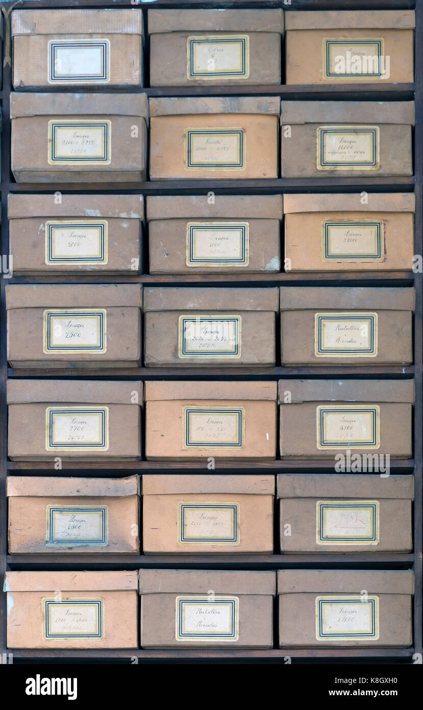 old cardboard boxes fill shelves Stock Photo - Alamy