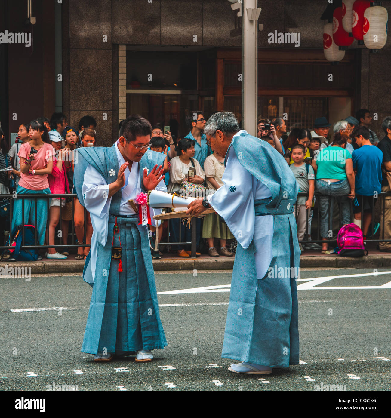 Gion Matsuri Floats are wheeled through the city in Japans most famous ...