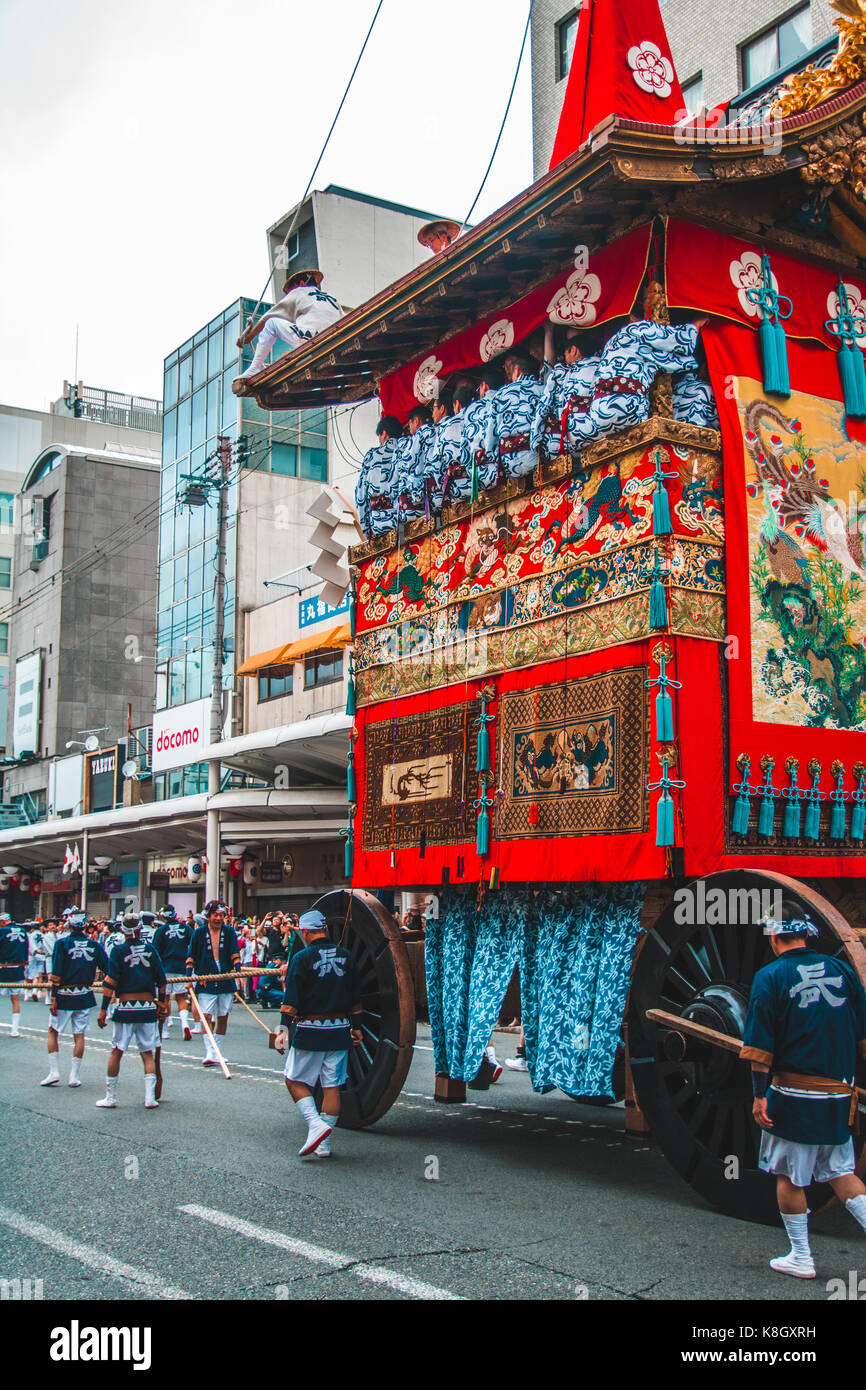 Gion Matsuri Floats are wheeled through the city in Japans most famous ...