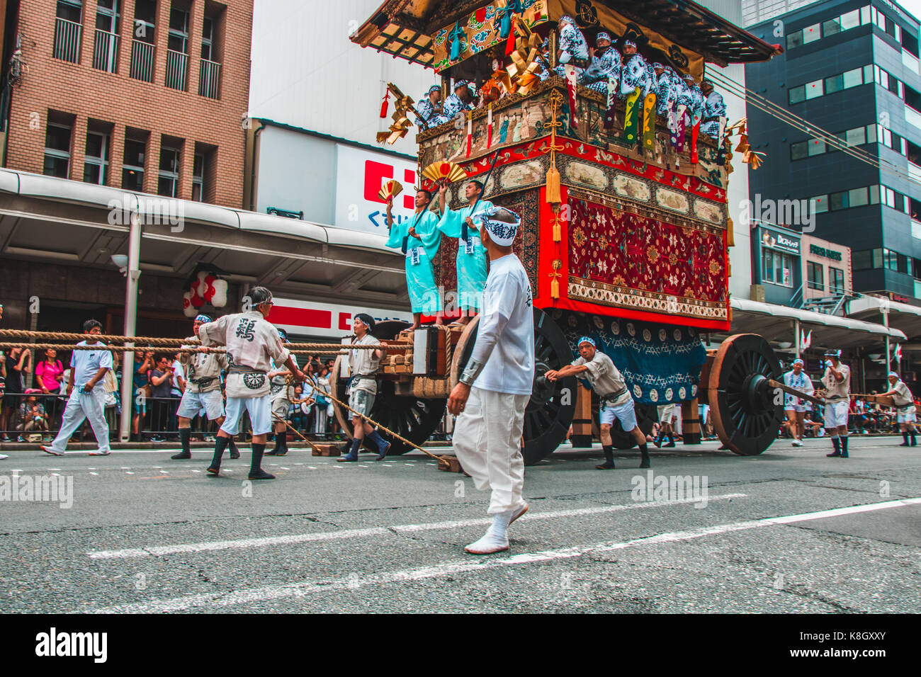 Gion Matsuri Floats are wheeled through the city in Japans most famous ...