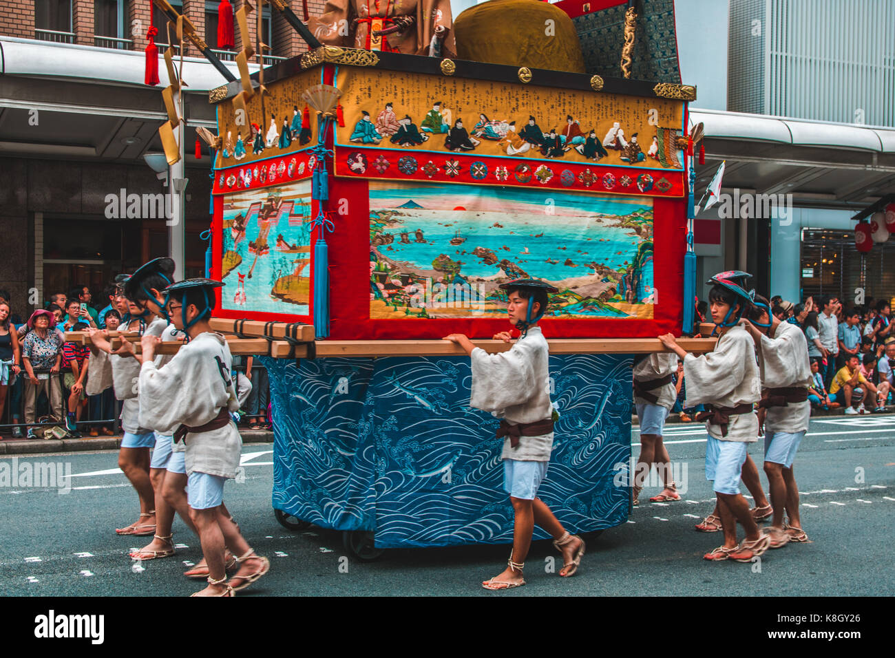 Gion Matsuri Floats are wheeled through the city in Japans most famous ...