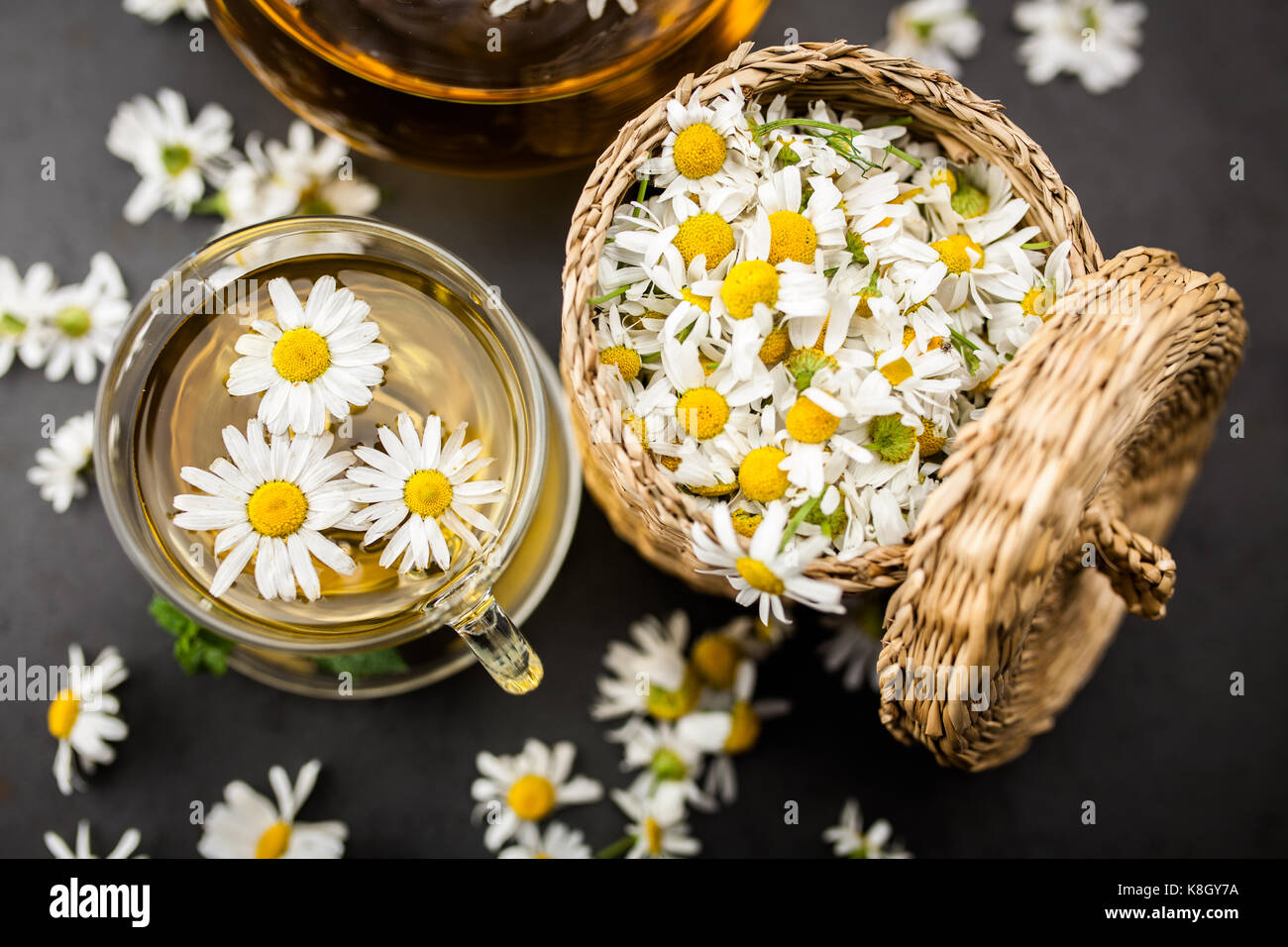Chamomile tea in a glass cup Stock Photo - Alamy