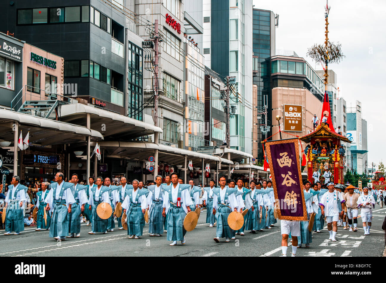 Gion Matsuri Floats are wheeled through the city in Japans most famous ...