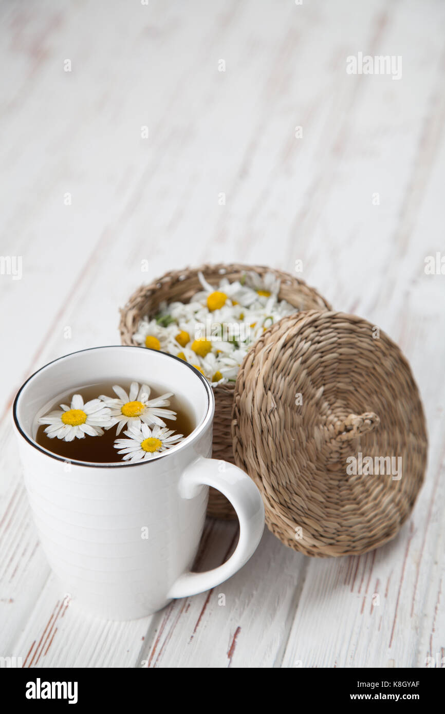 Chamomile tea in a white cup Stock Photo - Alamy