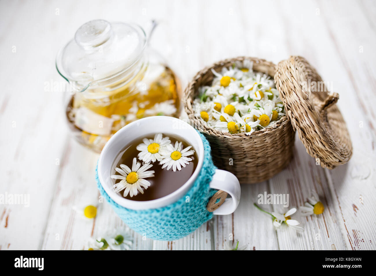 Chamomile tea in a white cup Stock Photo - Alamy