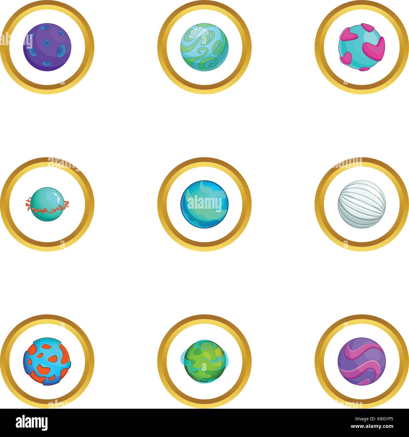 Space planet icons set, cartoon style Stock Vector Image & Art - Alamy
