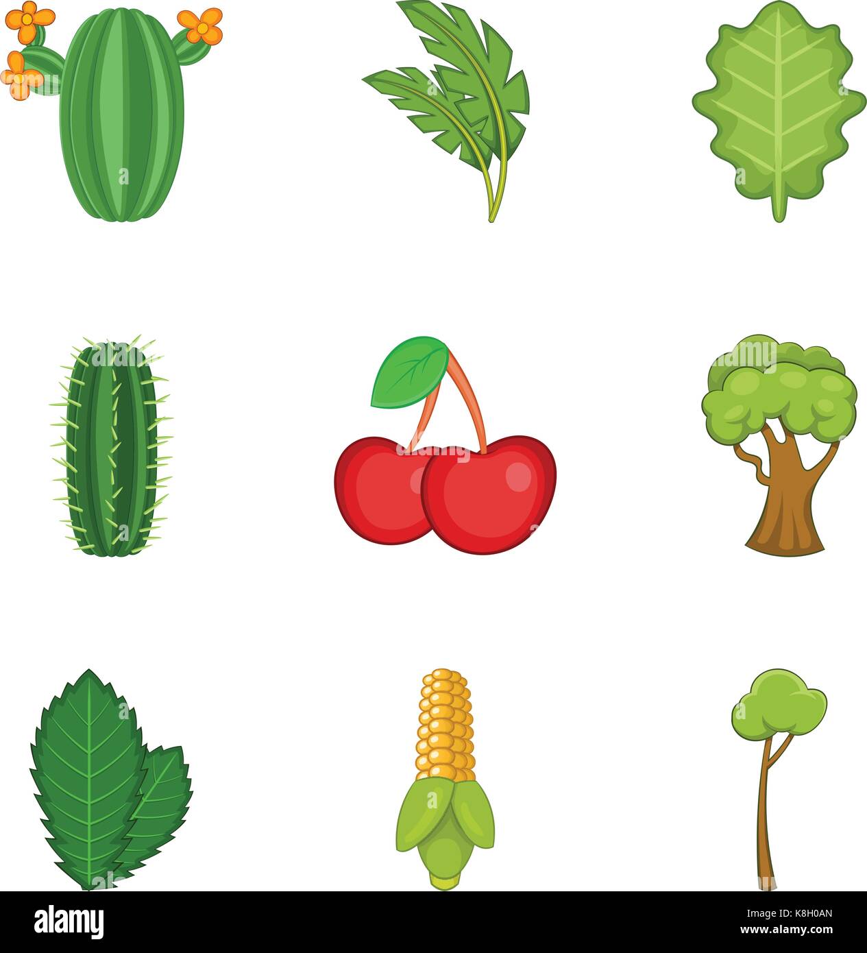 Green plants icons set, cartoon style Stock Vector Image & Art - Alamy