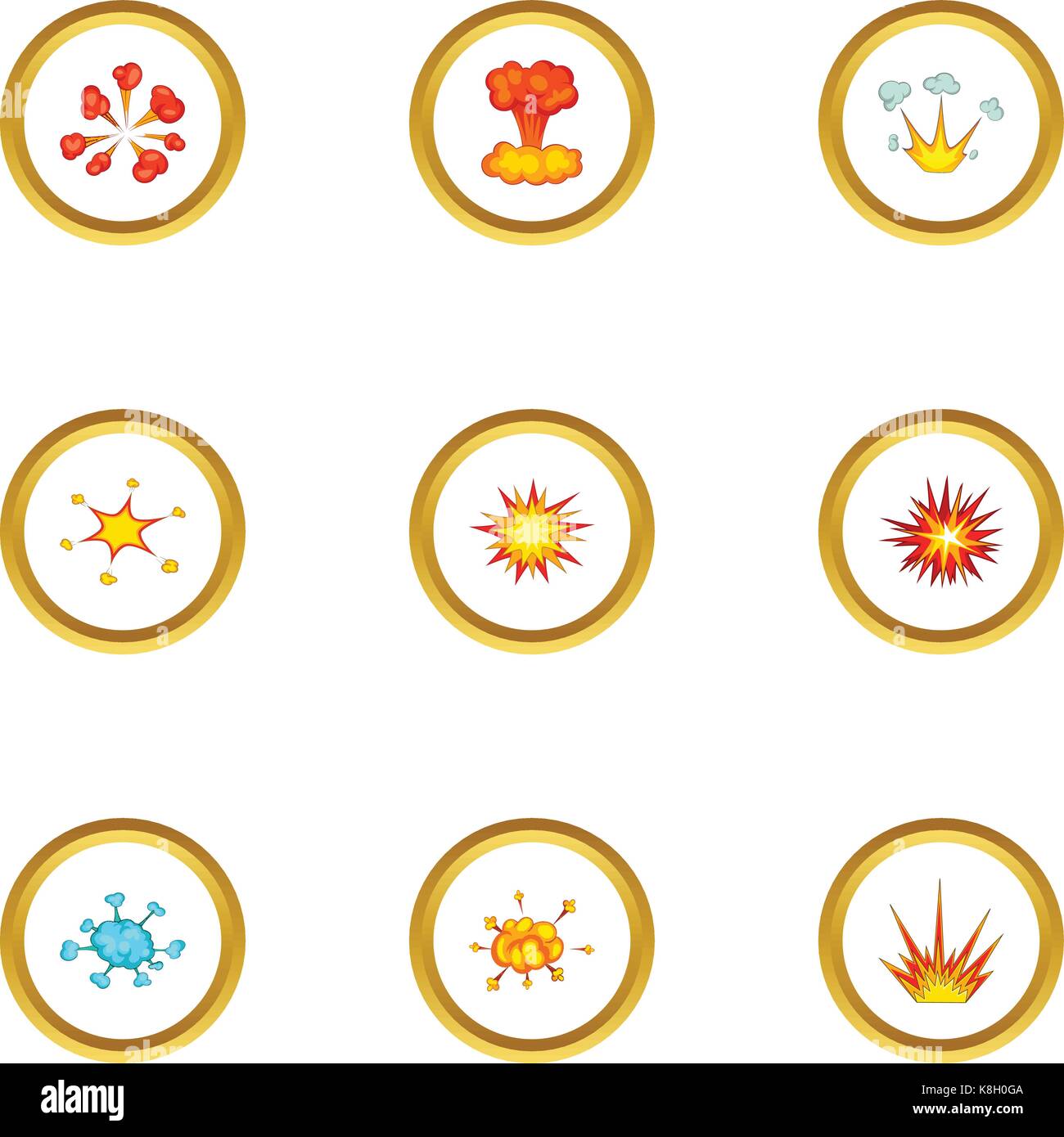 Explode animation effect icons set, cartoon style Stock Vector Image ...
