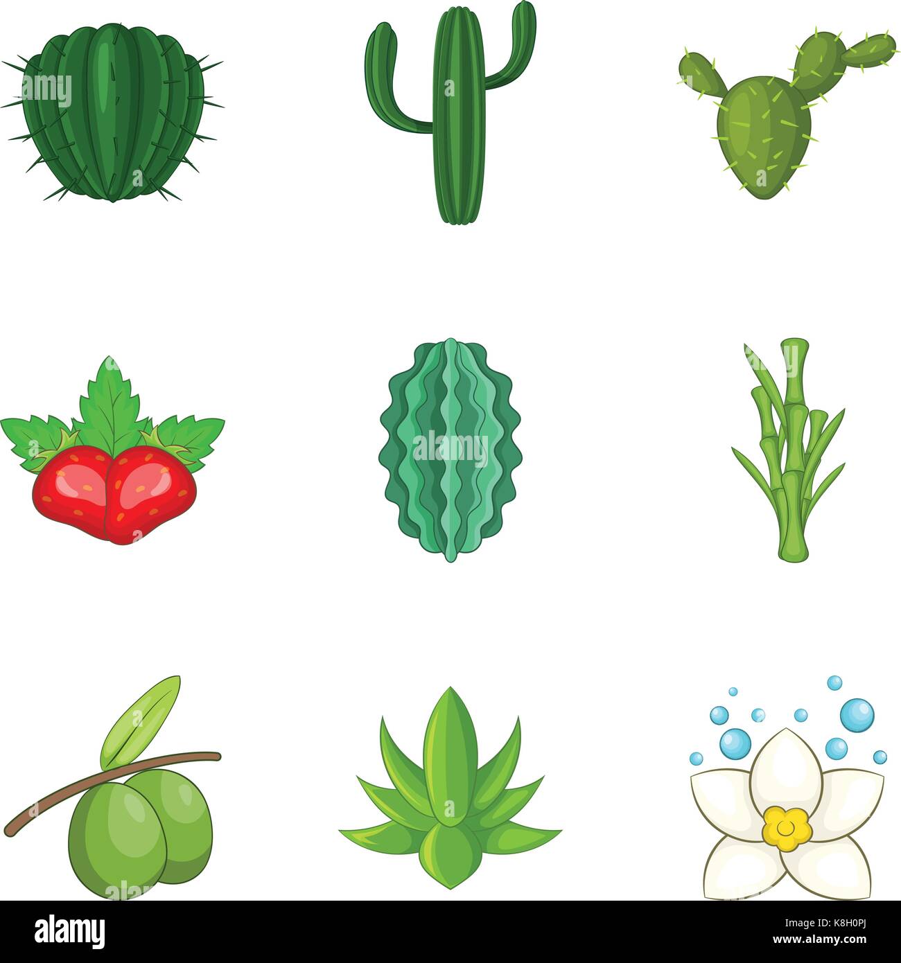 Vegetation icons set, cartoon style Stock Vector Image & Art - Alamy