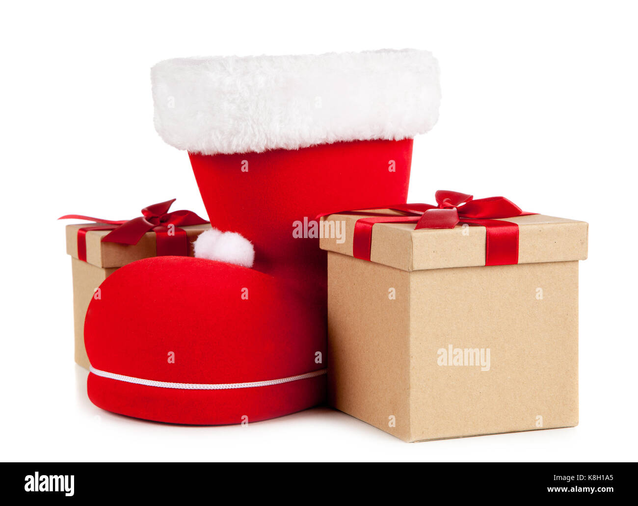 Santa's shoe isolated on white background Stock Photo - Alamy