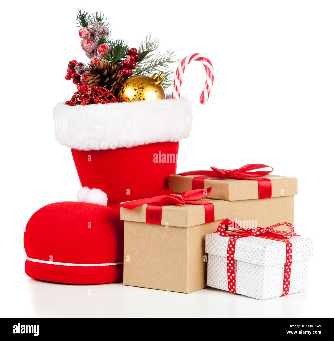 Santa's shoe isolated on white background Stock Photo - Alamy