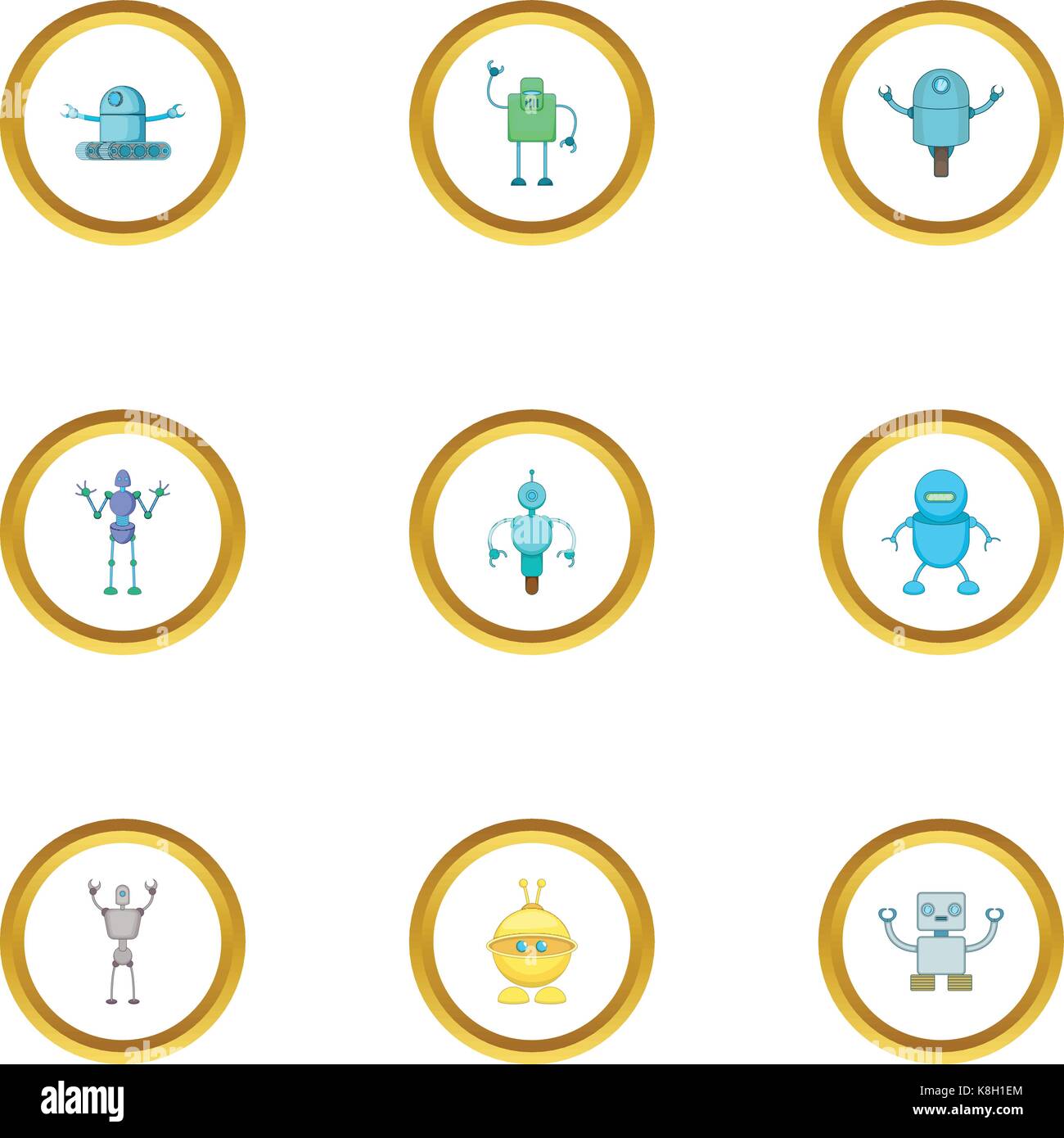 Robot icons set, cartoon style Stock Vector Image & Art - Alamy
