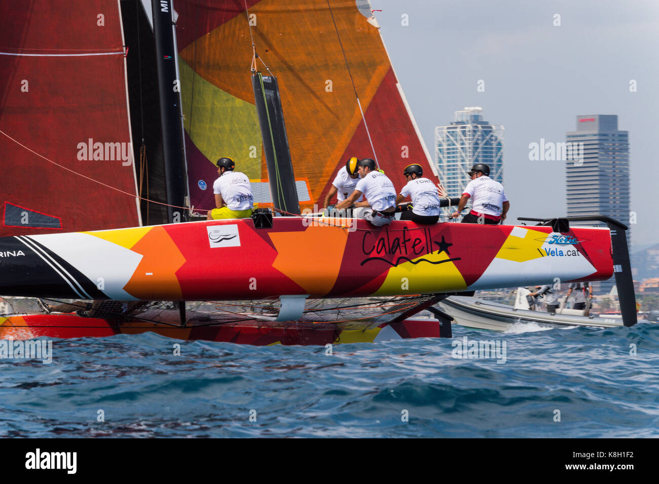 Calafell team of GC-32 catamaran racing at Extreme sailing Series ...