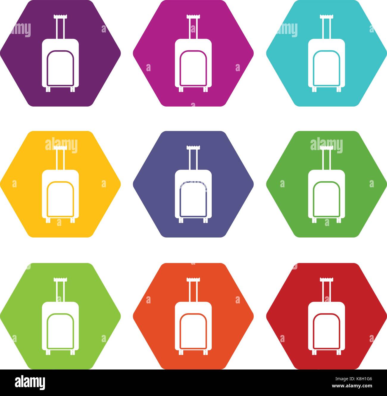 Travel suitcase icon set color hexahedron Stock Vector Image & Art - Alamy