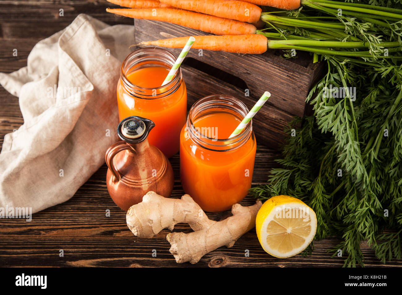 Fresh carrot juice in a bottle Stock Photo - Alamy
