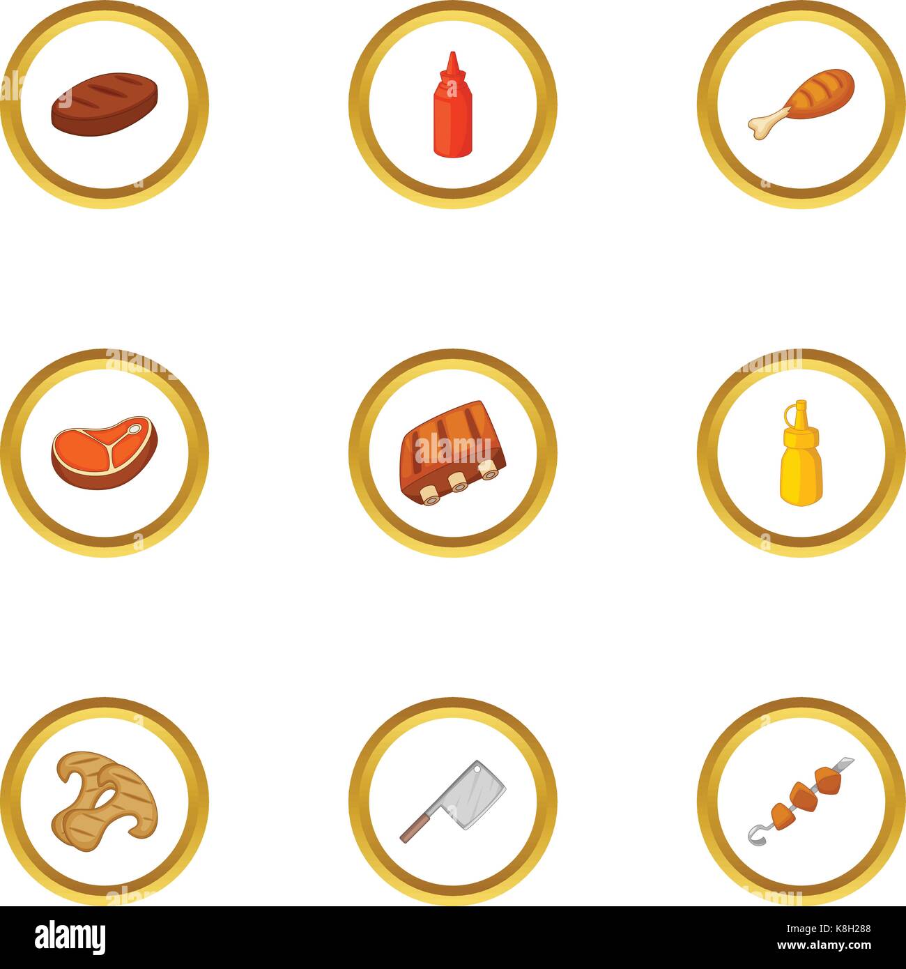 BBQ equipment icons set, cartoon style Stock Vector Image & Art - Alamy