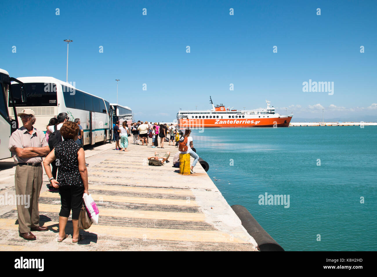 KILINI, GREECE - AUGUST 2017: The Ferry port in Kilini in Greece with ...