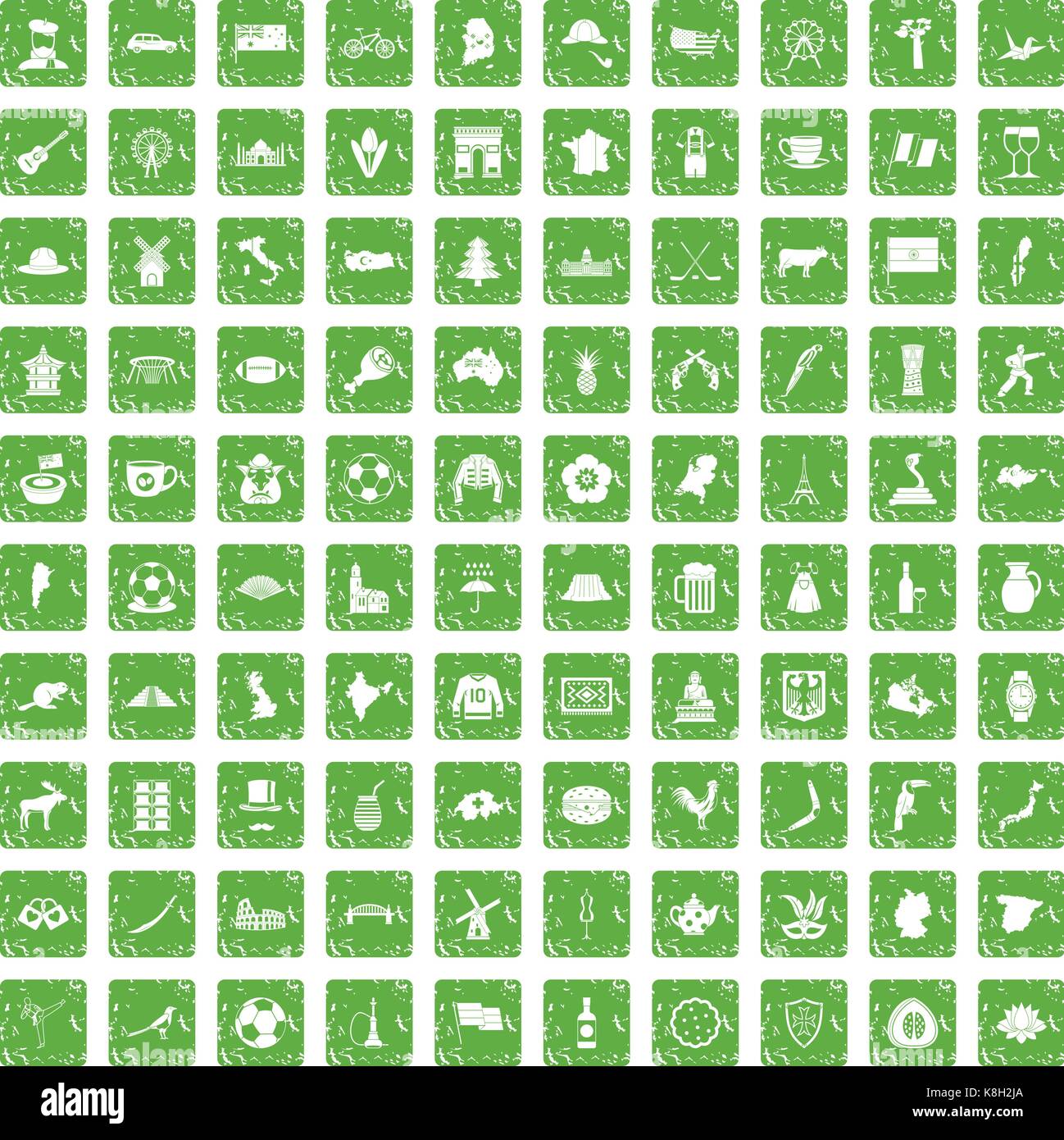 100 map icons set grunge green Stock Vector Image & Art - Alamy