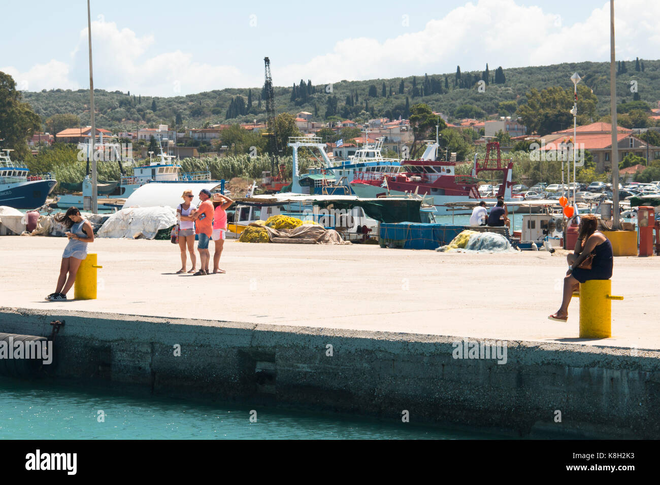 KILINI, GREECE - AUGUST 2017: The Ferry port in Kilini in Greece with ...