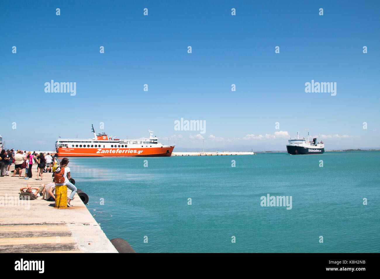 KILINI, GREECE - AUGUST 2017: The Ferry port in Kilini in Greece with ...