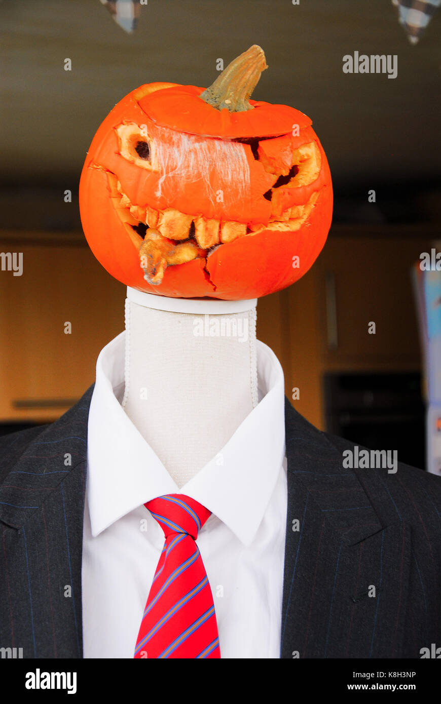 A bonfire effigy's rotting pumpkin 'head 'grows a mould fringe and ...