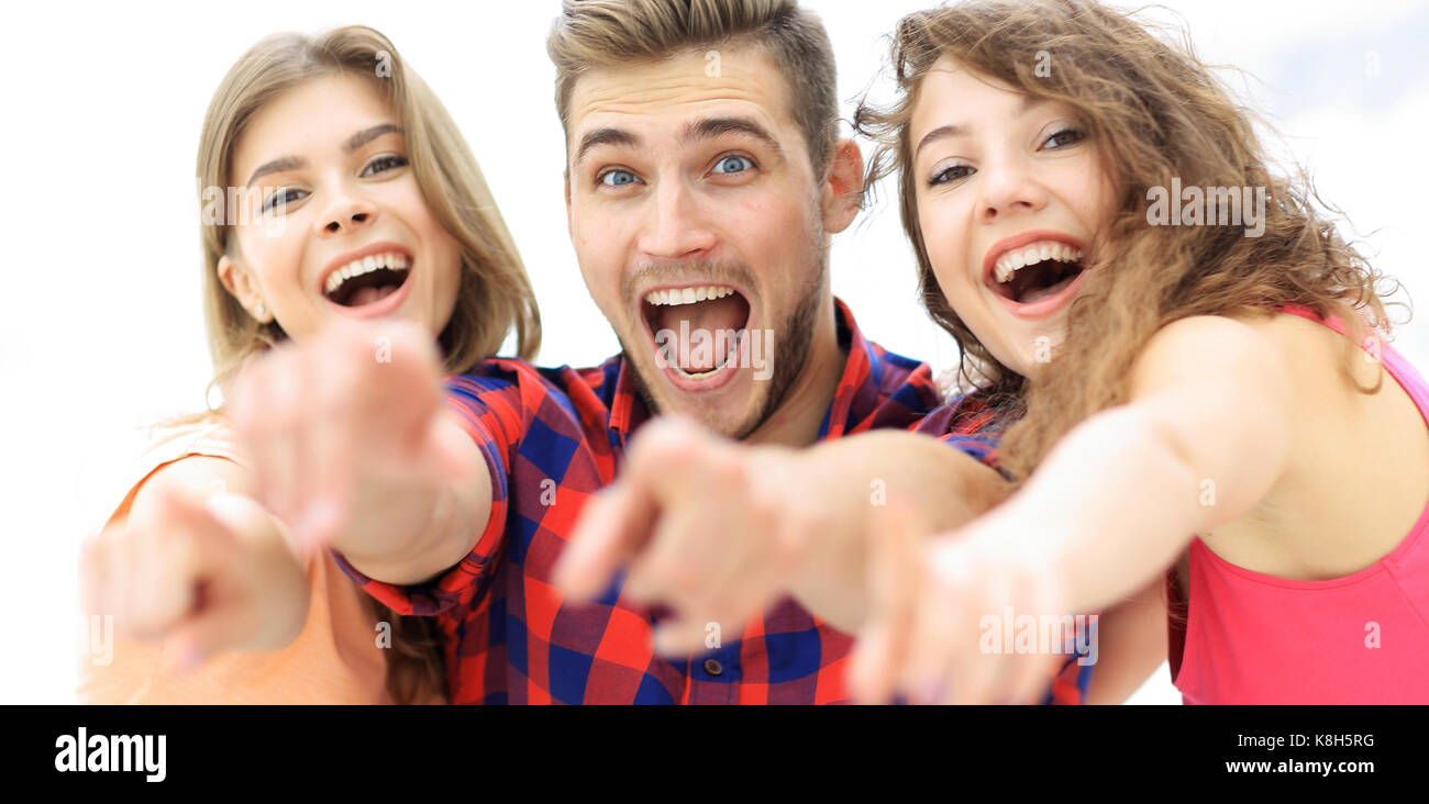closeup of three young people showing hands forward Stock Photo - Alamy