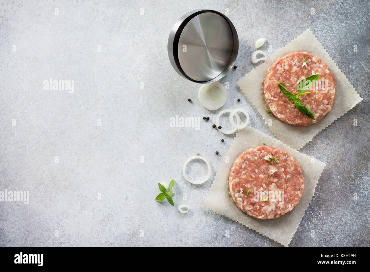 Raw hamburgers cutlets from hi-res stock photography and images - Alamy