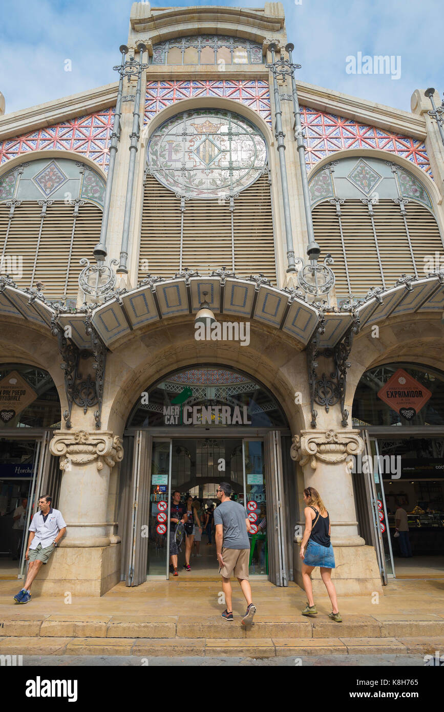 Valencia Spain market, view of tourists entering the grand market - the ...