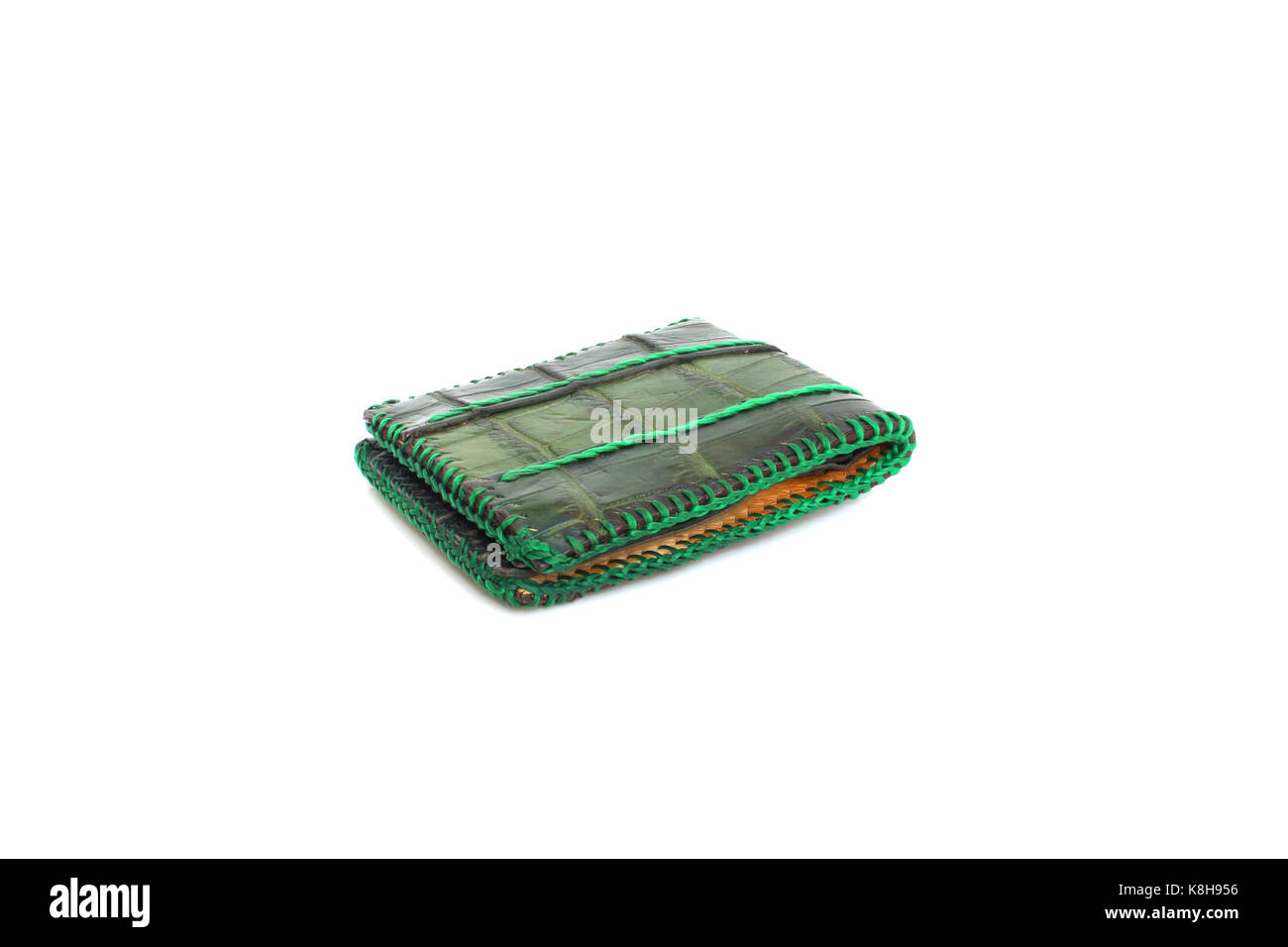 Green Wallet Of Leather skin Stock Photo - Alamy