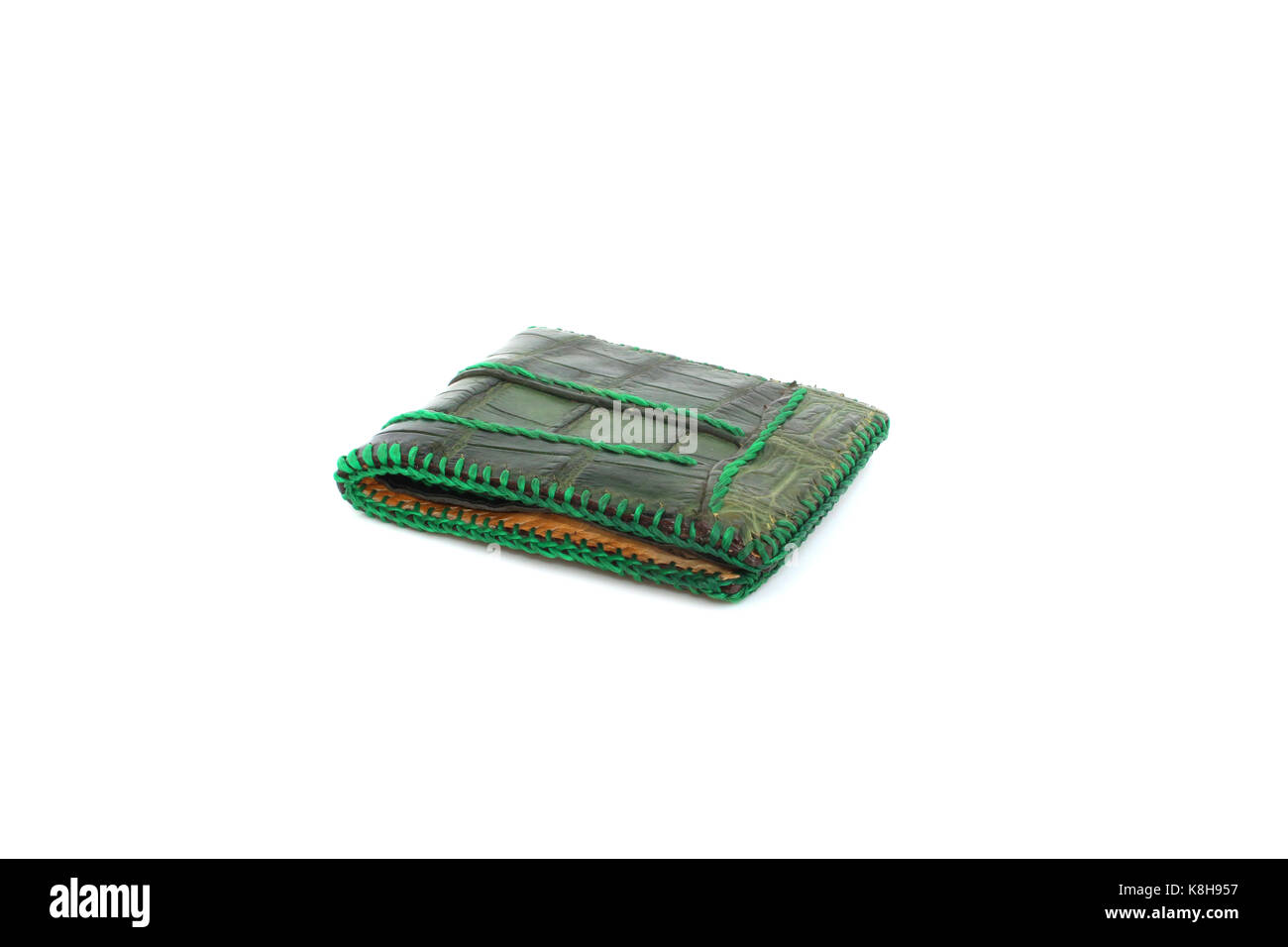 Green Wallet Of Leather skin Stock Photo - Alamy