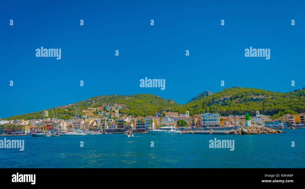 Beautiful view of Mallorca balearic islands, with some buildings in the ...