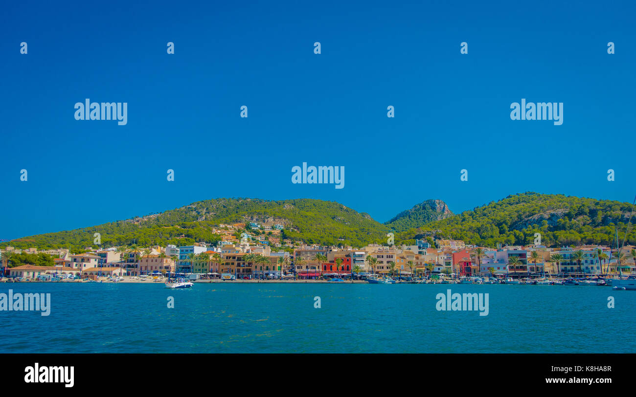 Beautiful view of Mallorca balearic islands, with some buildings in the ...