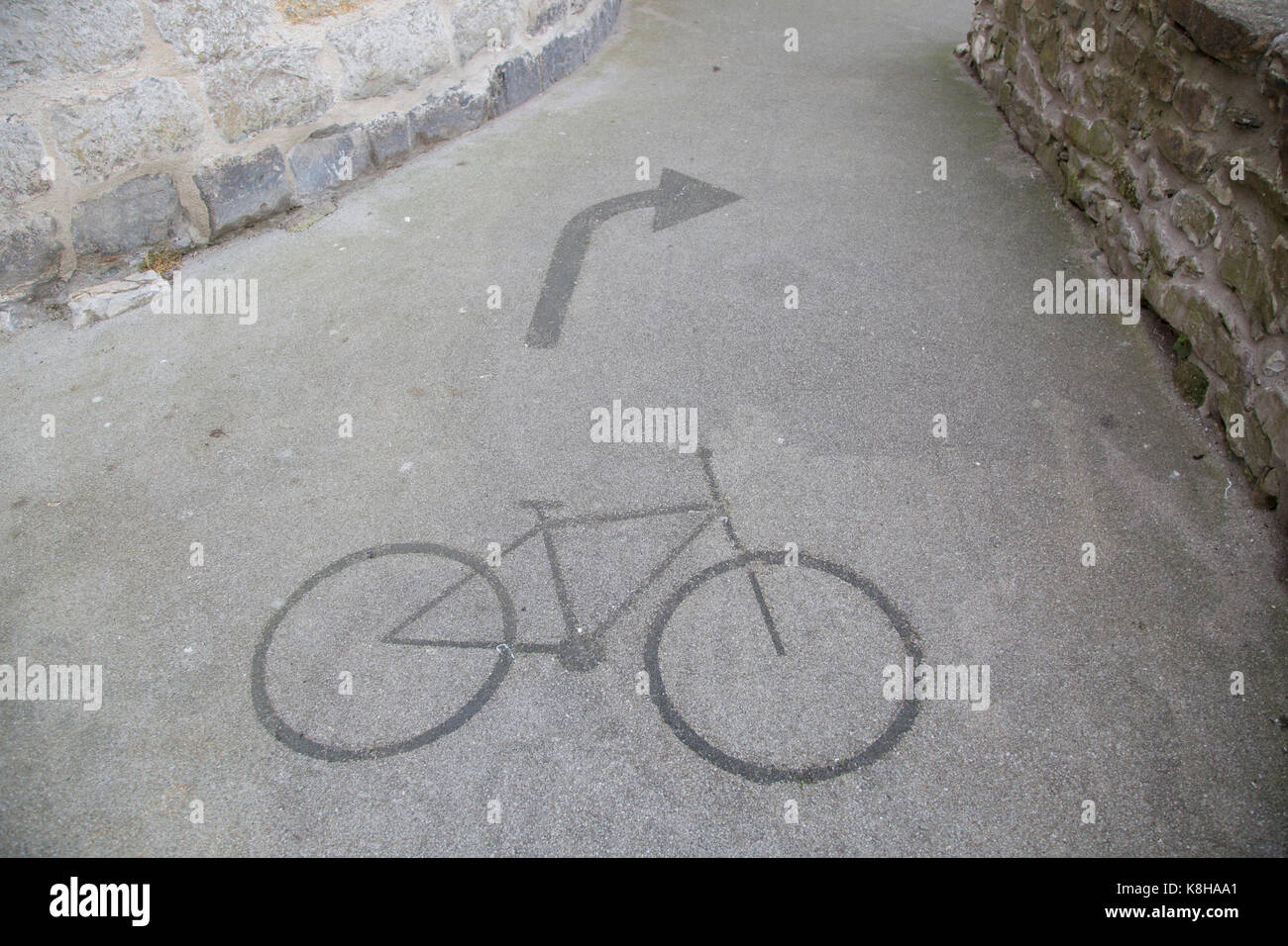 Bike Lane Symbol and Arrow Stock Photo - Alamy